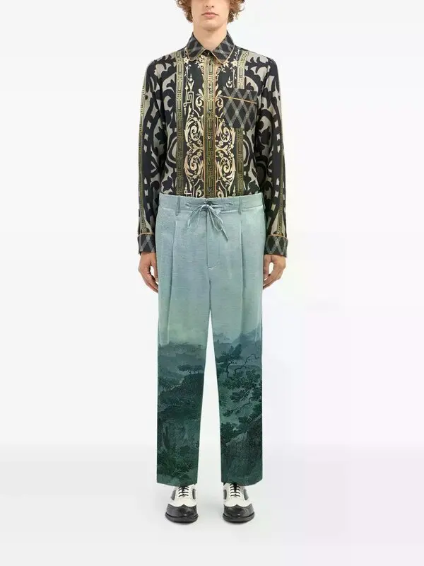 PIERRE-LOUIS MASCIA Landscape Print Drawstring Trousers