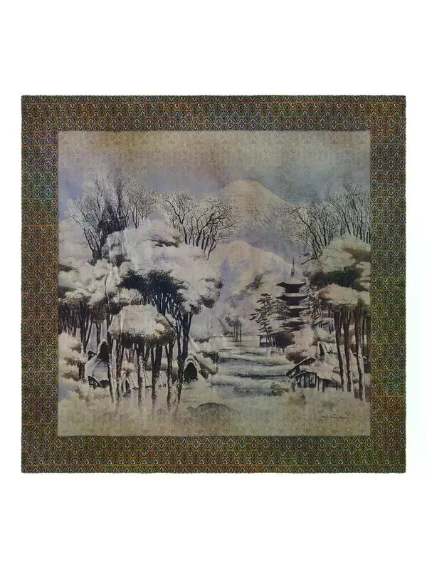 PIERRE-LOUIS MASCIA Landscape-print Scarf - Brown