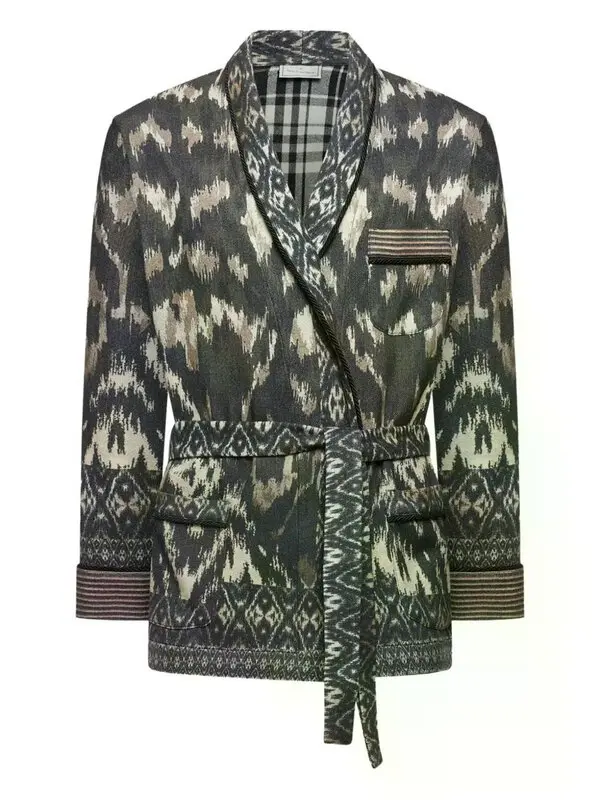 PIERRE-LOUIS MASCIA Ikat-pattern Belted Jacket