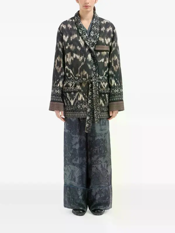 PIERRE-LOUIS MASCIA Ikat-pattern Belted Jacket