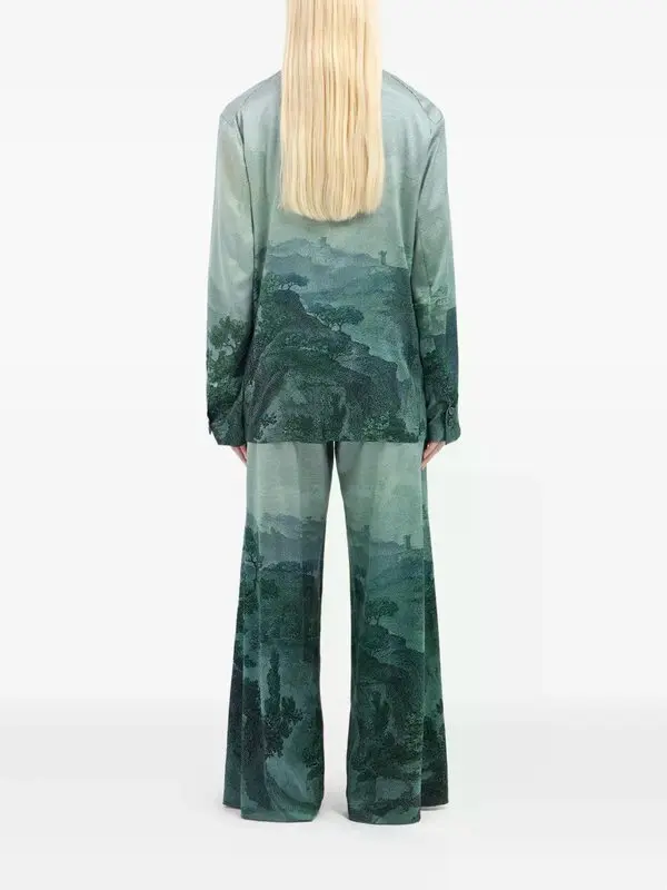 PIERRE-LOUIS MASCIA Landscape-print Double-breasted Blazer