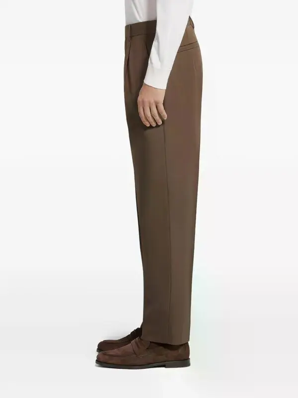 Zegna Pleated Side-pocket Trousers - Brown