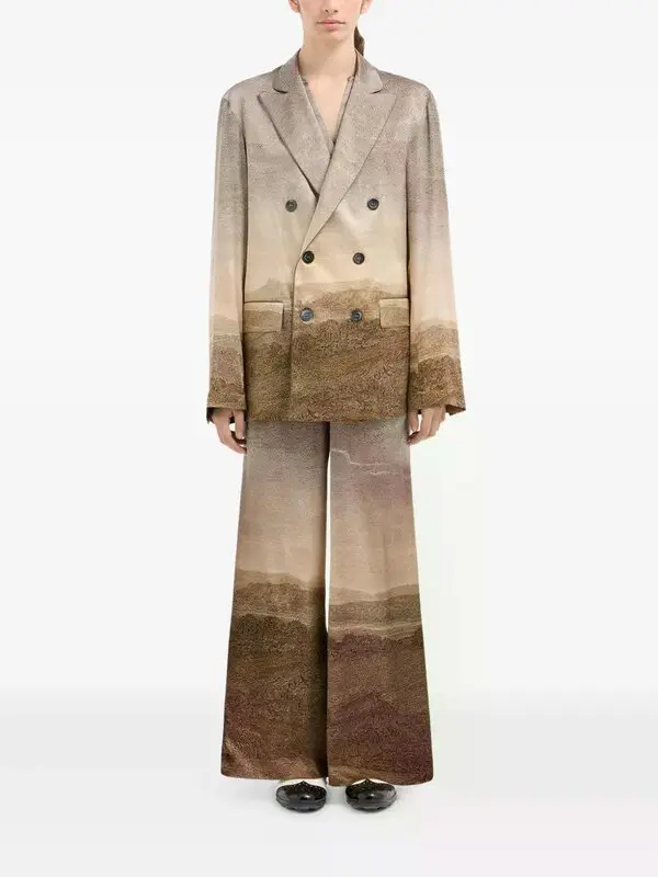 PIERRE-LOUIS MASCIA Landscape-print Double-breasted Jacket - Neutrals