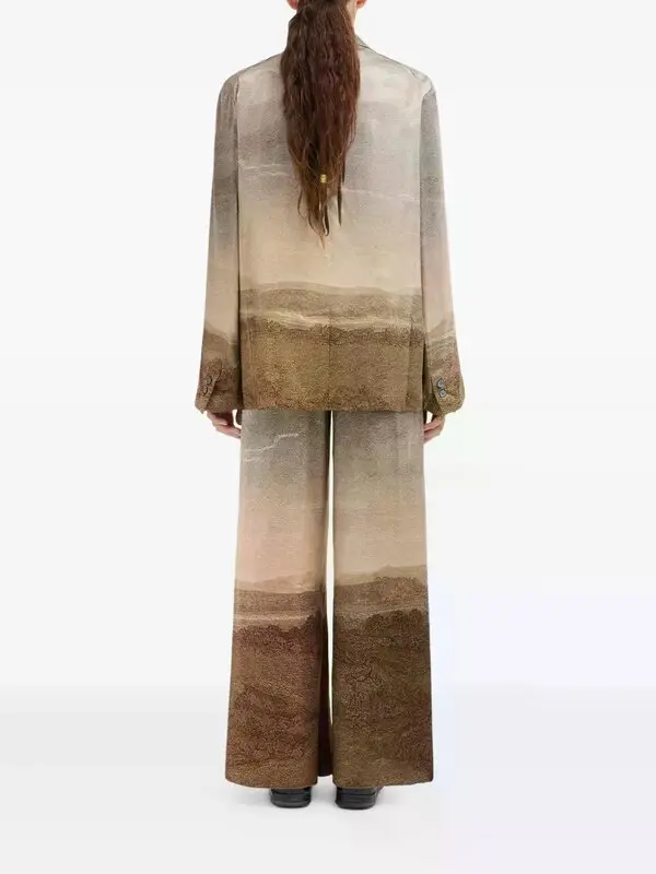 PIERRE-LOUIS MASCIA Landscape-print Double-breasted Jacket - Neutrals