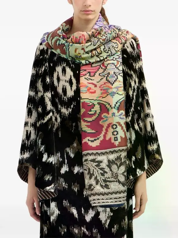 PIERRE-LOUIS MASCIA Patchwork Floral Scarf - Brown