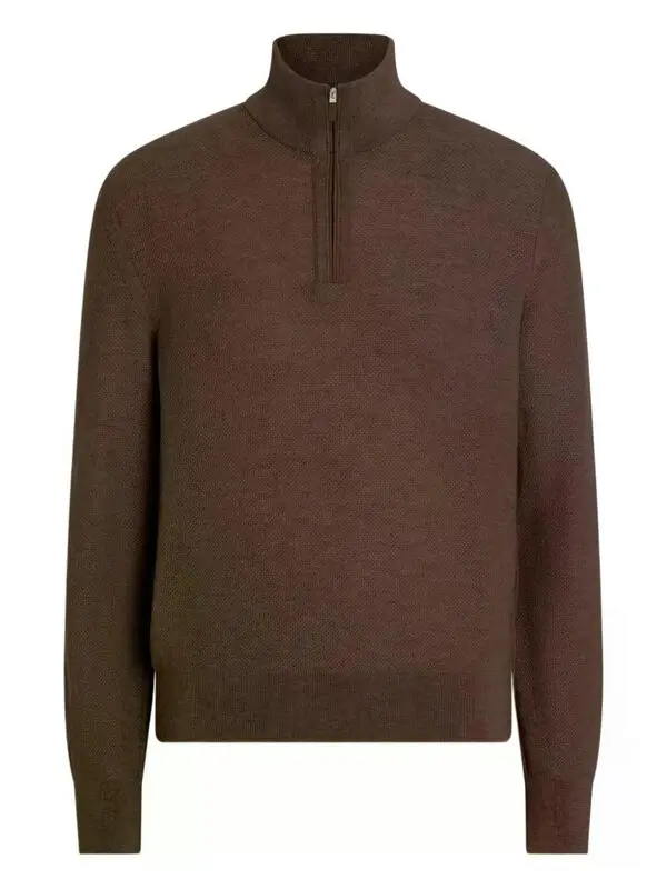 Zegna Half-zip Cashmere Sweater - Brown