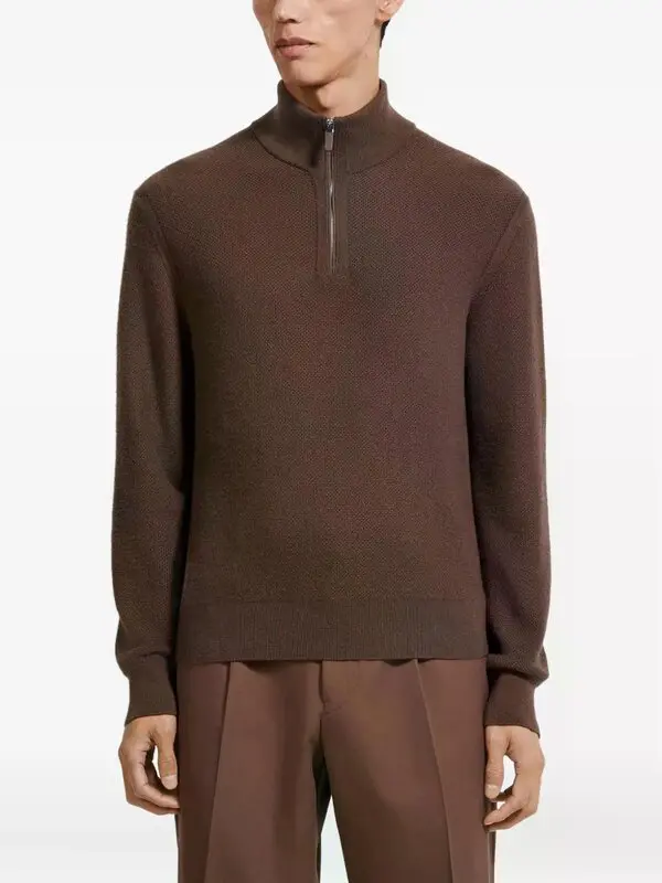 Zegna Half-zip Cashmere Sweater - Brown