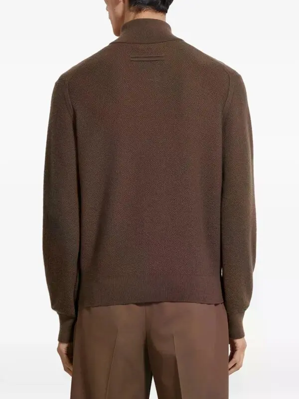 Zegna Half-zip Cashmere Sweater - Brown