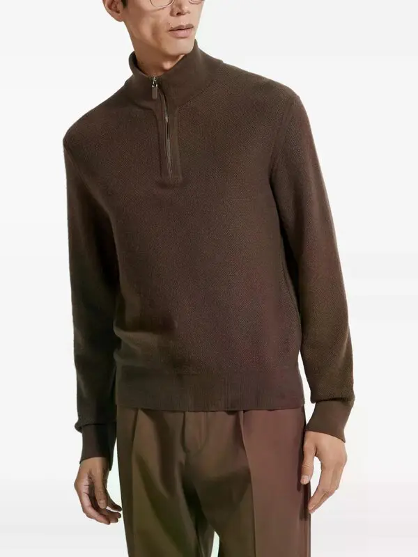 Zegna Half-zip Cashmere Sweater - Brown