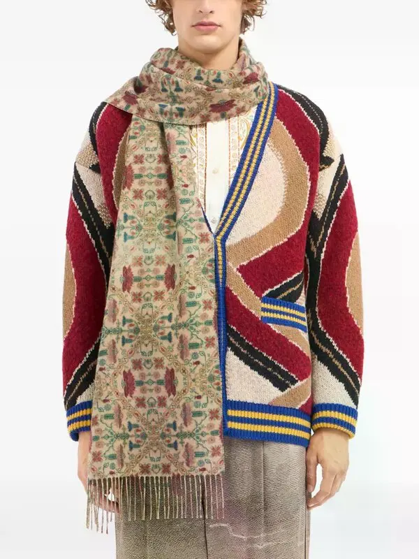 PIERRE-LOUIS MASCIA Geometric-pattern Fringed-edges Scarf