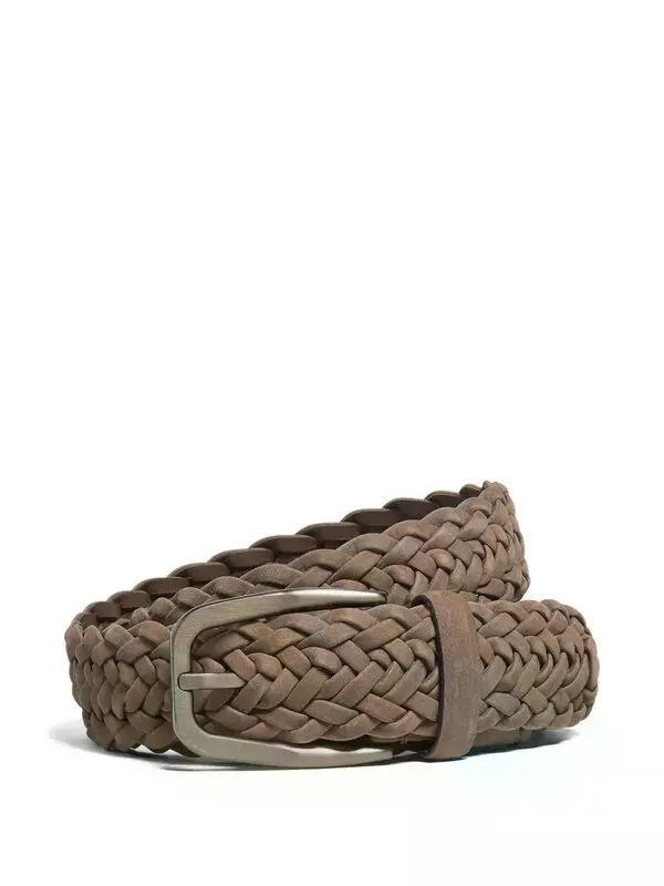 Zegna Braided Leather Belt - Brown