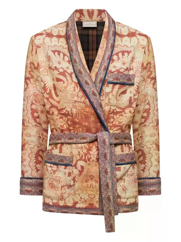 PIERRE-LOUIS MASCIA Damask-pattern Belted Jacket
