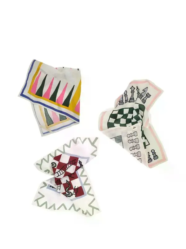 AMUSE LA BOUCHE Game-print Linen Tea Towels - Multicolour