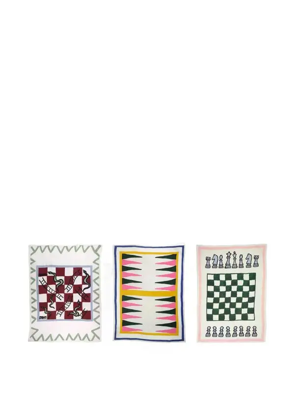 AMUSE LA BOUCHE Game-print Linen Tea Towels