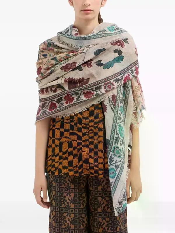 PIERRE-LOUIS MASCIA Floral-pattern Scarf - Neutrals