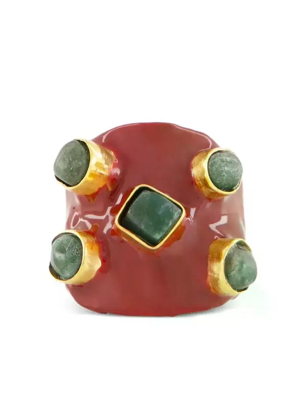 PAULA Stone-embellished Enamel Ring - Red