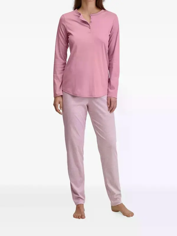 CALIDA Henley-neck Striped Pyjama - Pink