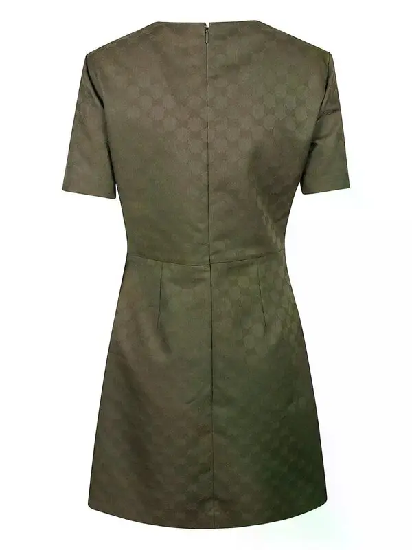 Gucci Short-Sleeve Gg-Pattern Mini Dress - Green | Editorialist