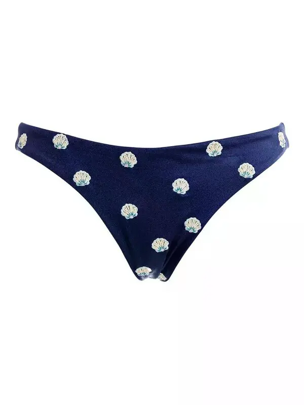 Agua Bendita Shell-print Bikini Bottom - Blue
