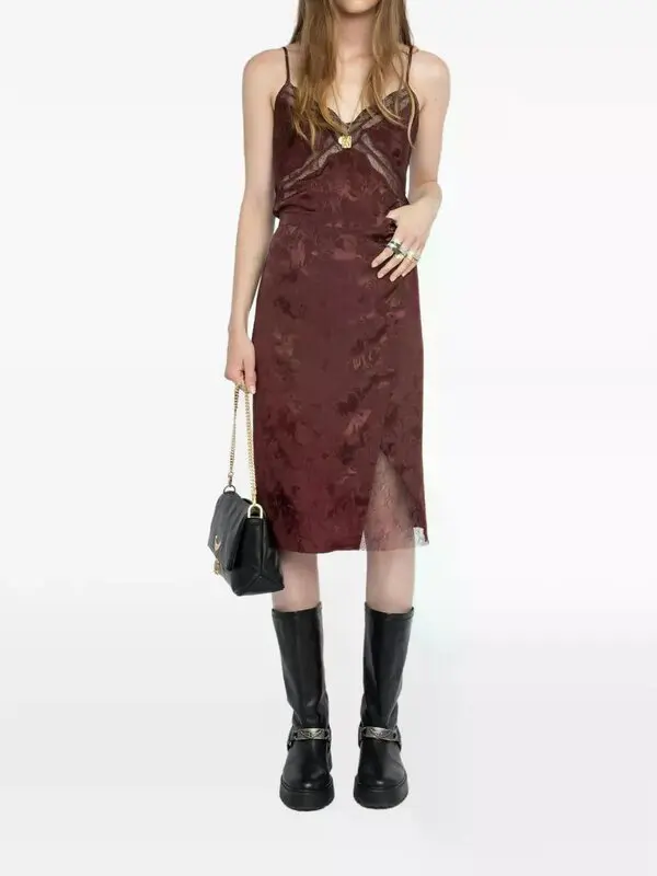 Zadig&Voltaire Floral-lace Horse-motif Skirt - Red