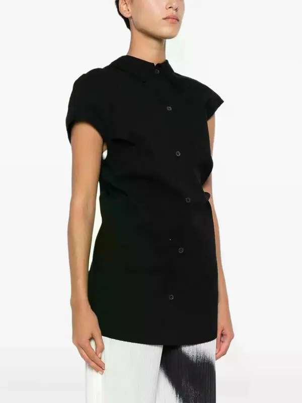 Issey Miyake Button-fastening Short-sleeve Top