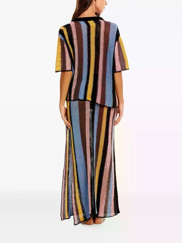 Agua Bendita Axel Stripe Crochet Shirt - Blue