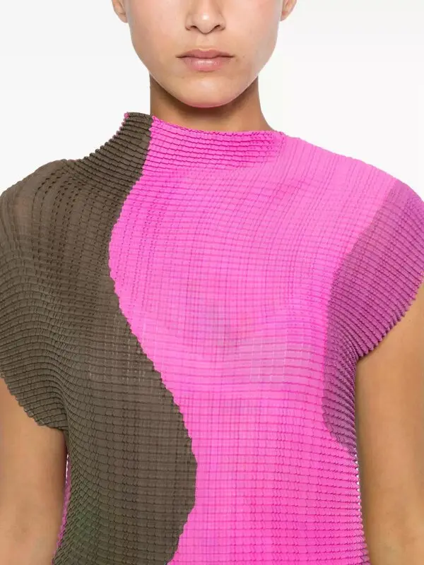 Issey Miyake Paneled Pleated Top
