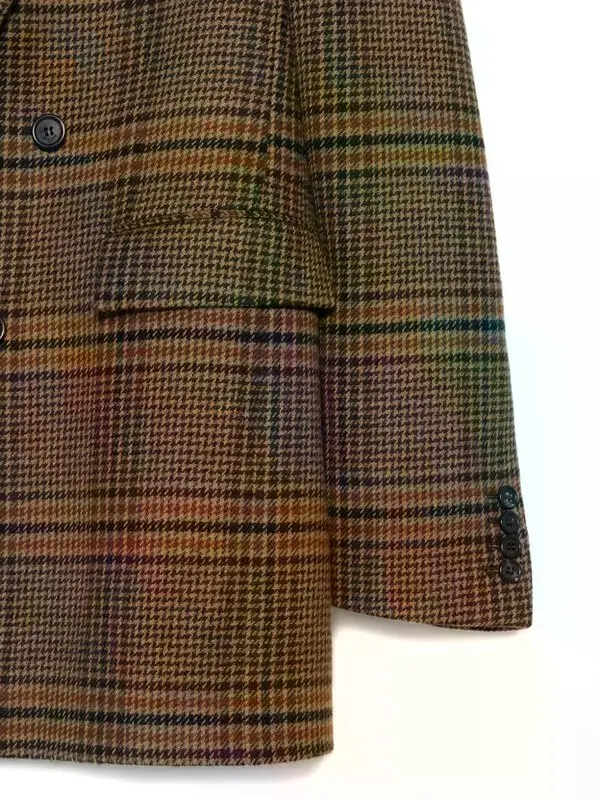 Saint Laurent Double-breasted Checked Blazer - Brown