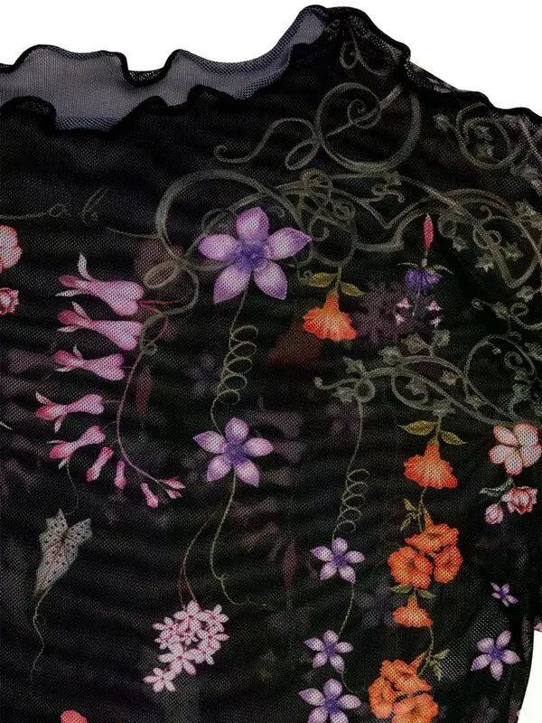 Agua Bendita Floral-print Mesh T-shirt