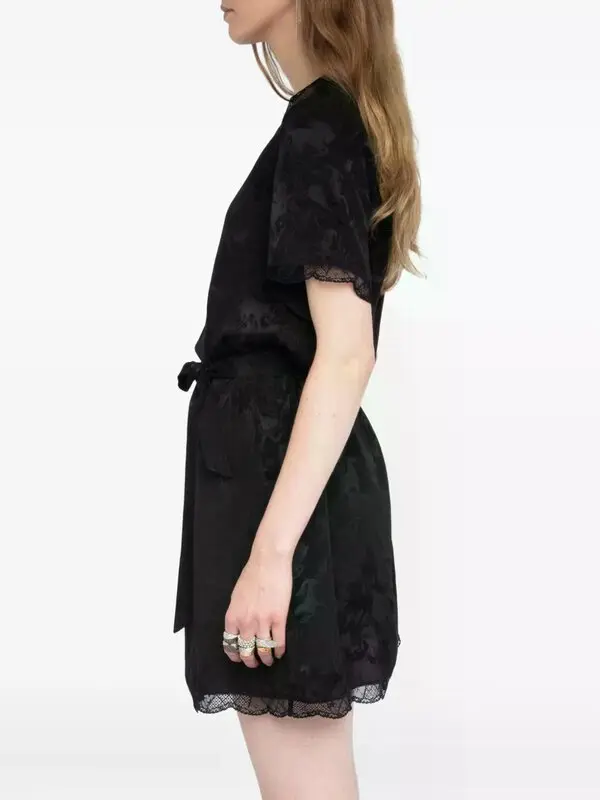Zadig&Voltaire Lace-trimmed Floral-print Mini Dress - Black