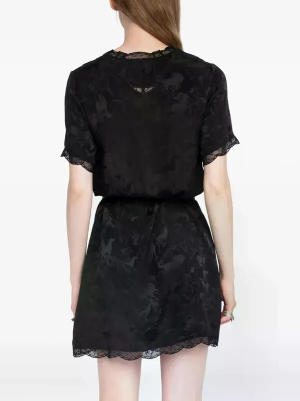 Zadig&Voltaire Lace-trimmed Floral-print Mini Dress - Black