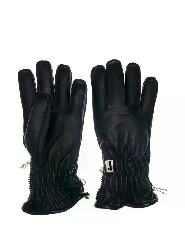 RESTELLI Leather Zip-fastening Gloves - Black