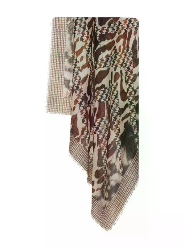 PIERRE-LOUIS MASCIA Houndstooth-pattern Scarf - Brown