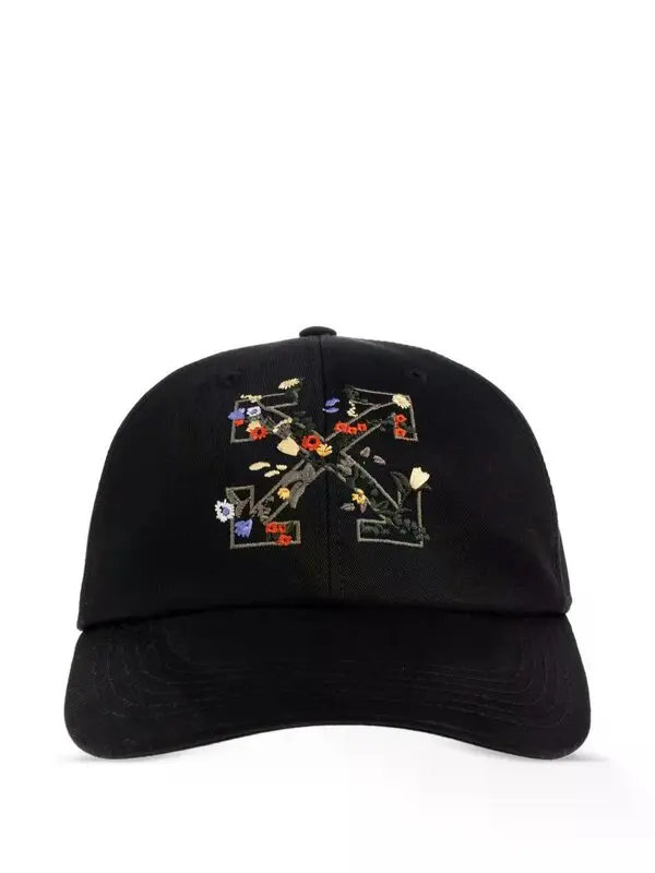 Off-White Floral-embroidered Baseball Cap - Black