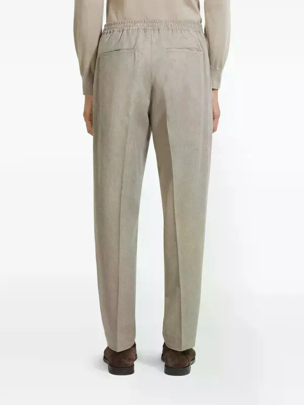Zegna Elasticated-waist Wool Trousers - Neutrals