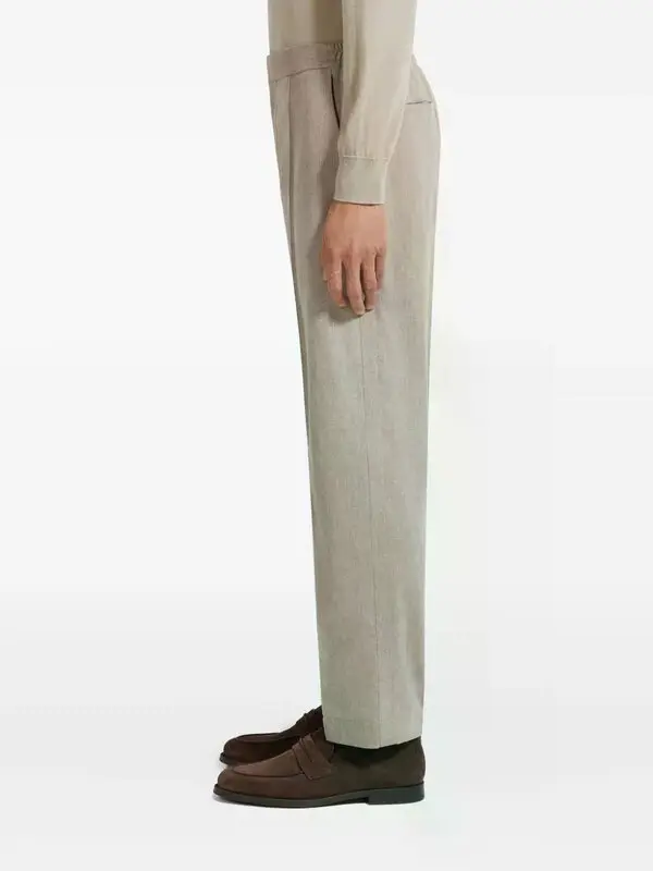 Zegna Elasticated-waist Wool Trousers - Neutrals