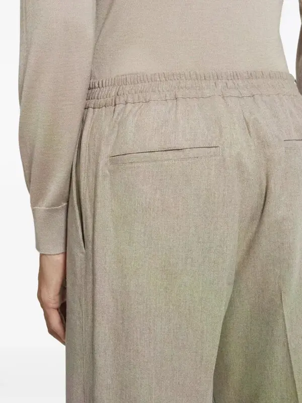 Zegna Elasticated-waist Wool Trousers - Neutrals