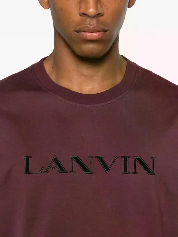 LANVIN Logo-embroidered T-shirt - Red