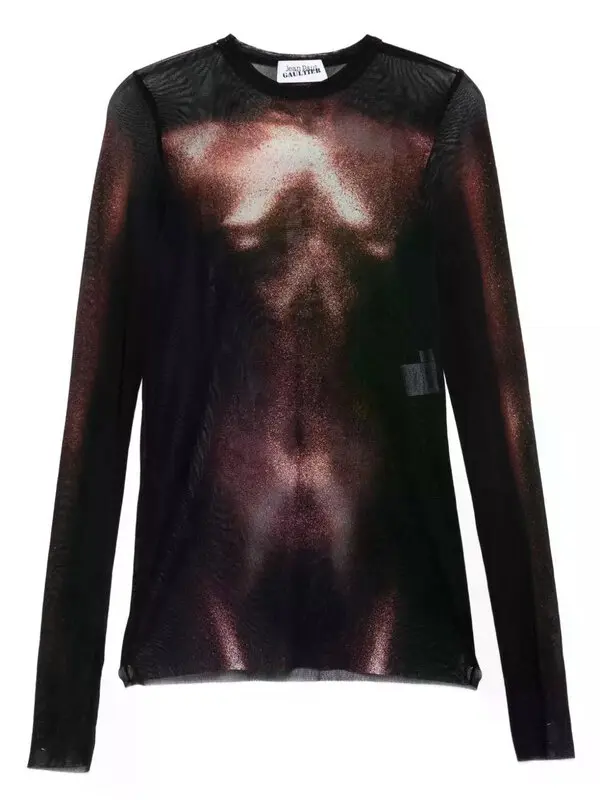 JEAN PAUL GAULTIER Body-print Mesh Top