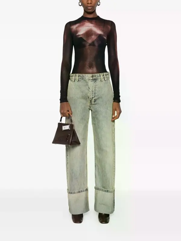 JEAN PAUL GAULTIER Body-print Mesh Top - Brown