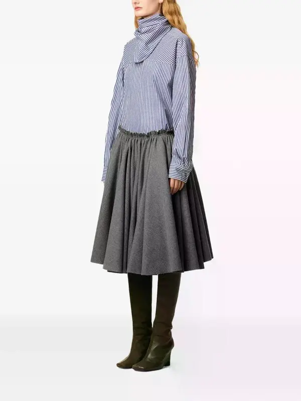 AMI Paris Corolla Wool Midi Skirt - Grey