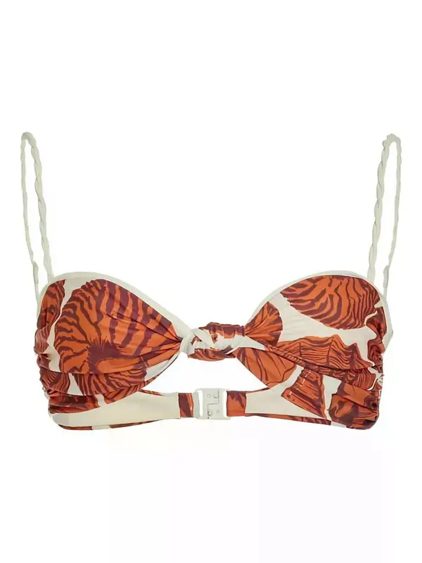 Johanna Ortiz Oyster Shell-print Bikini Top - Orange