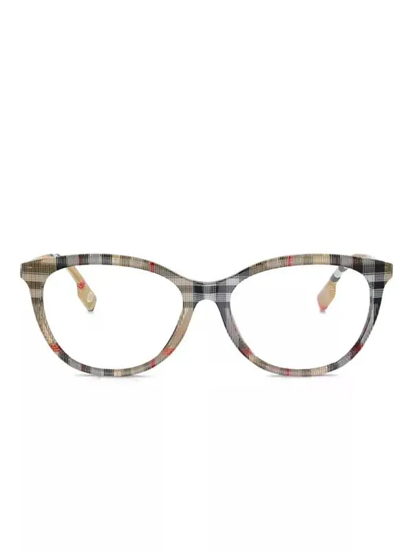 Burberry Check-pattern Round-frame Glasses - Brown