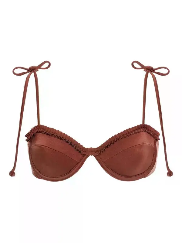 Agua Bendita Madelyn Ruffled-trim Bikini Top - Brown