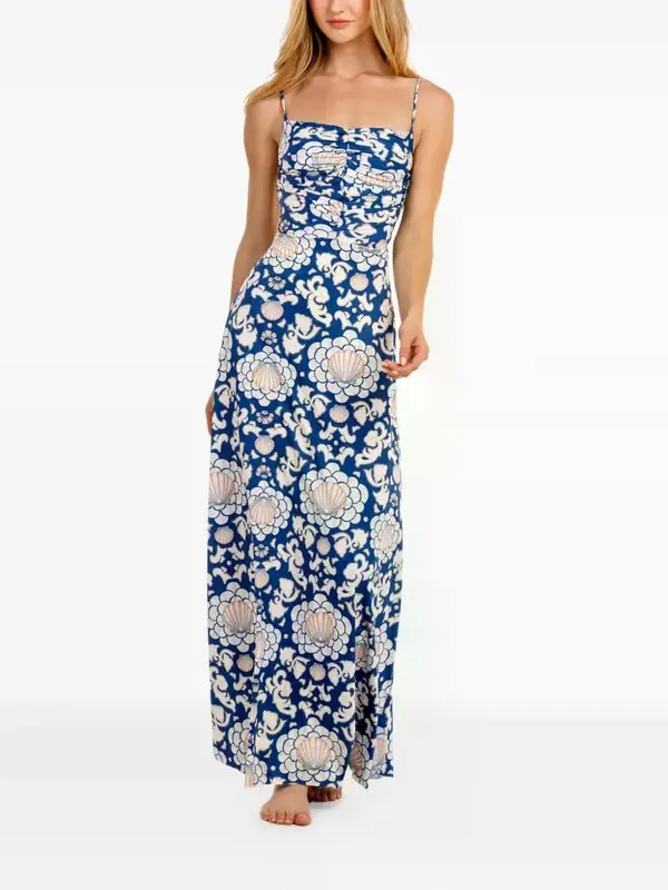 Agua Bendita Arista Open-back Shell-print Maxi Dress