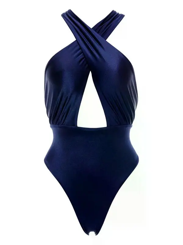 Agua Bendita Cross-front One-piece Swimsuit - Blue