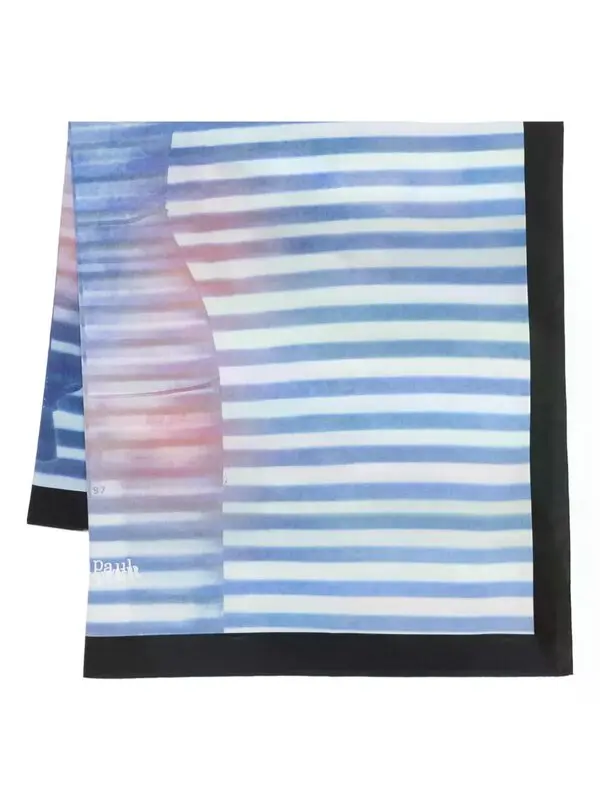 Jean Paul Gaultier Striped Silk Scarf - Blue