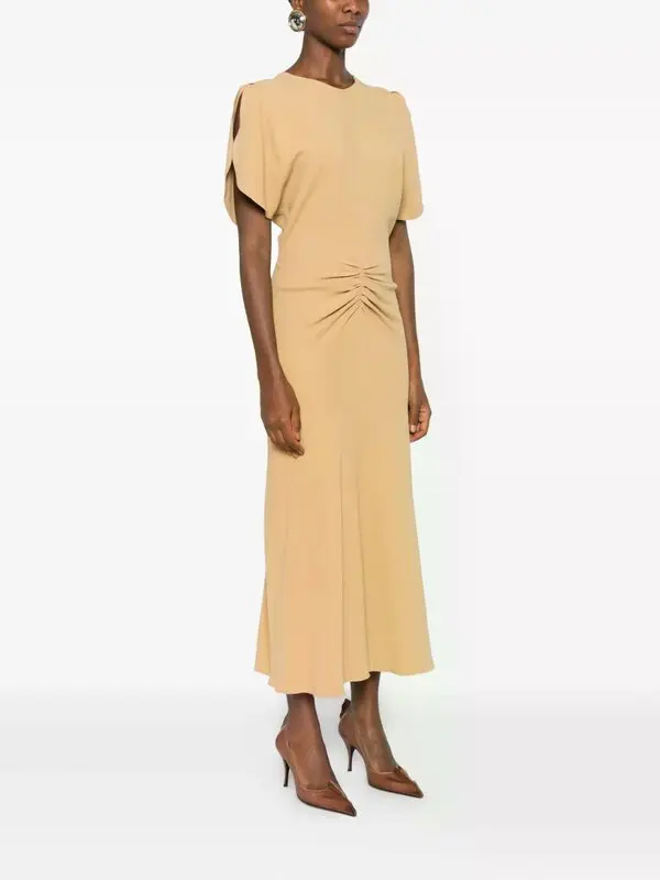 Victoria Beckham Flutter-sleeve Draped Dress