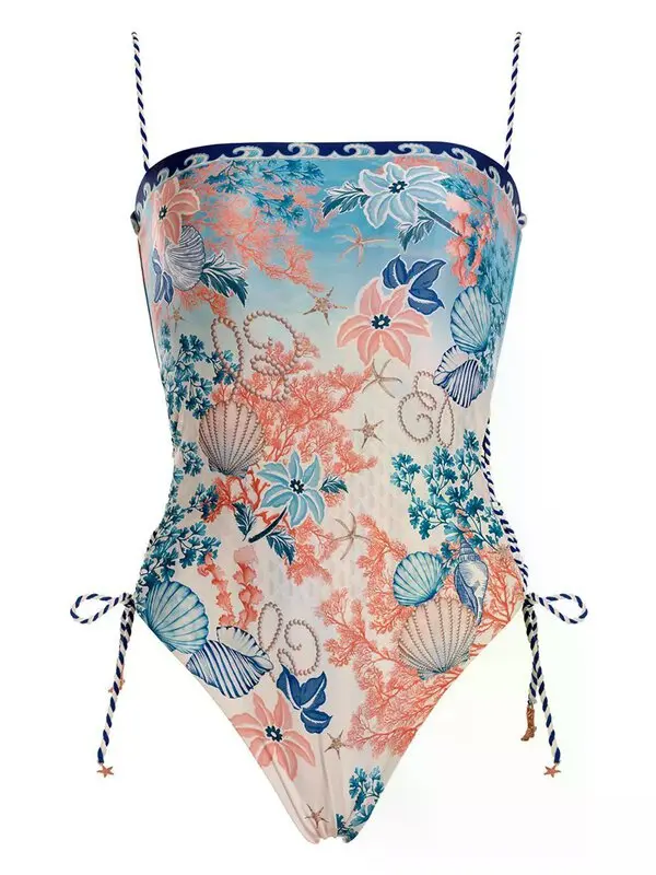 Agua Bendita Sea-print Swimsuit - Blue