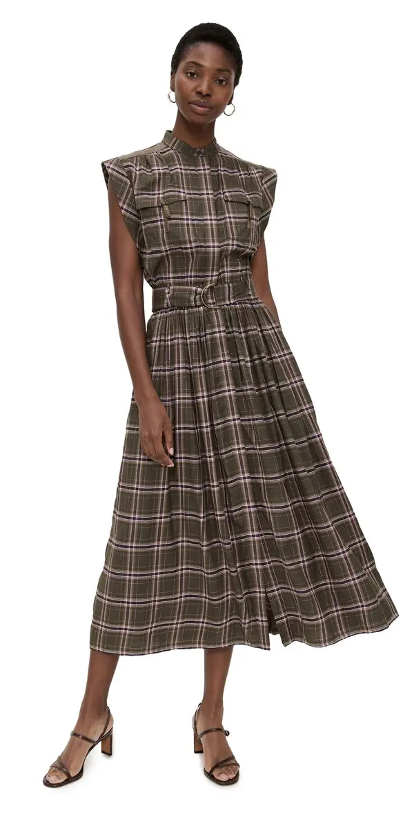 Ramy Brook Joe Midi Dress With Plaid Pattern